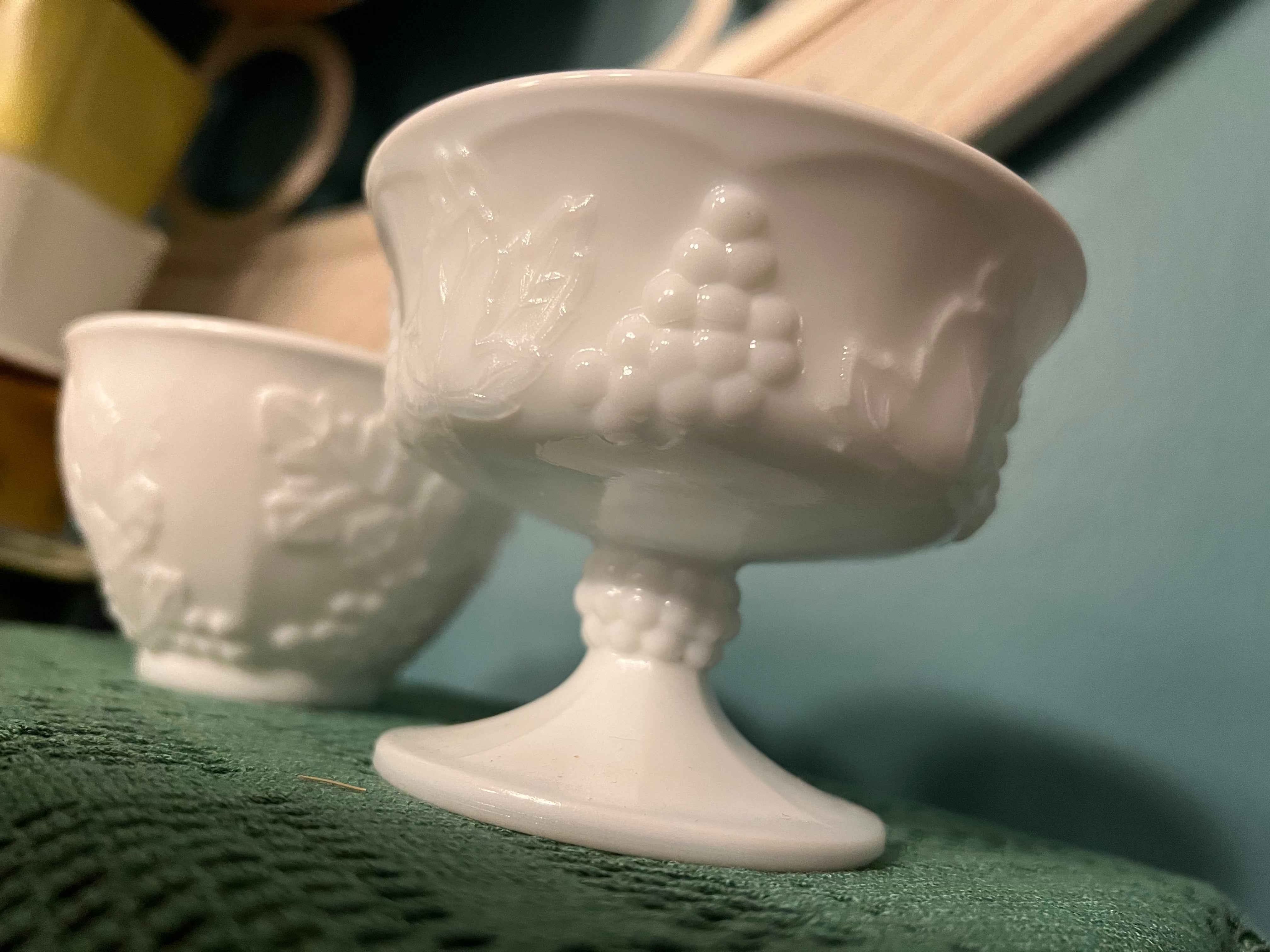 Indiana Glass Milk Glass Compote & Punch Cup | Colony Harvest Grape ...